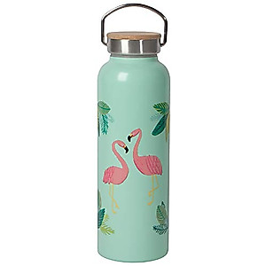 Now Designs Stainless Steel Water Bottle with Bamboo Lid, Mermaids - 18 oz Capacity
