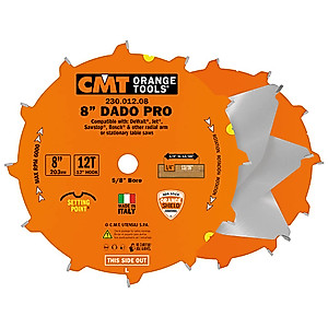 CMT 230.012.08 Dado Pro Set, 8-Inch x 12 Teeth FTG+ATB Grind with 5/8-Inch Bore