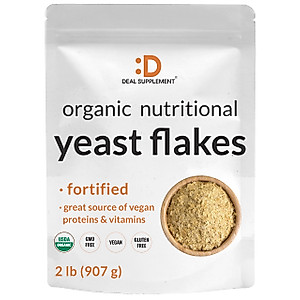 DEAL SUPPLEMENT Organic Fortified Nutritional Yeast Flakes, 2lbs – High Protein & Vitamin B Complex Source – Vegan Cheese Substitute for Baking, Cooking, & Seasoning – Dairy Free, Gluten Free