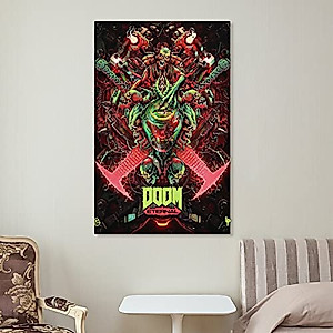 HOW FIT Gameing Doom Eternal Poster Prints on Canvas Decoration Room Decor Posters Unframe 12x18inch(30x45cm)