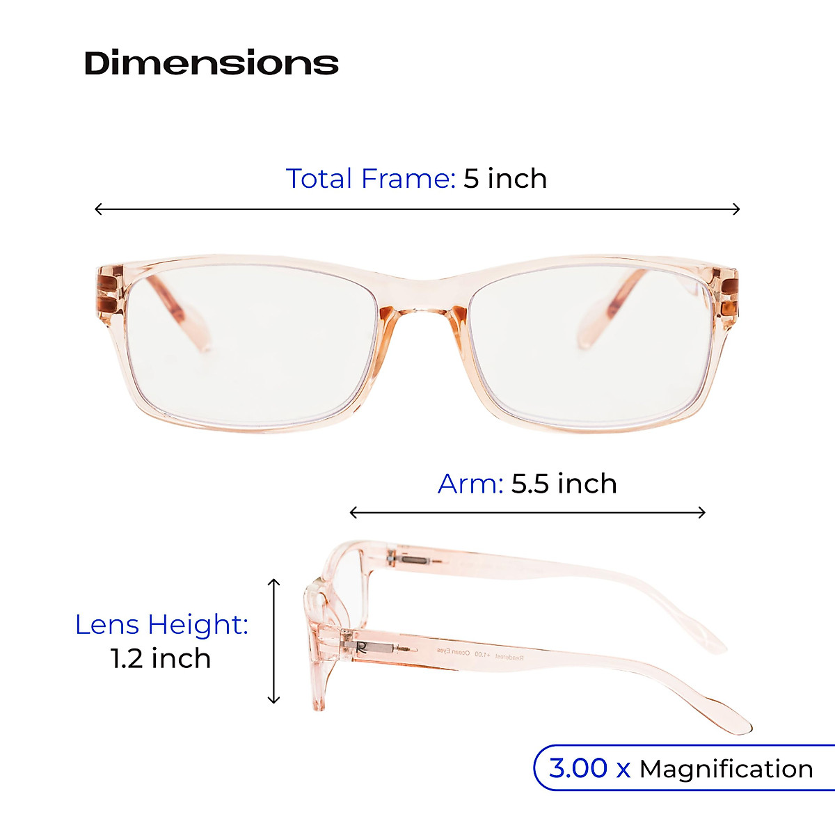 Readerest Blue Light Blocking Reading Glasses (Blush Babe, 1.25 Magnification) Computer Eyeglasses With Thin Reflective Lens, Antiglare, Eye Strain, UV Protection, Stylish For Men And Women