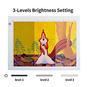 VKTEKLAB A3 LED Light Pad with Built-in Cord, 16.6 * 12.6 in, Tracing Light Box, 3-Levels Brightness Up to 8000LUX, Super Slim and Lightweight Light Board for Diamond Painting
