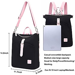 Backpack Purse Women Ladies Fashion Casual Lightweight Shoulder Bag Travel Daypack (29 Black&Pink)