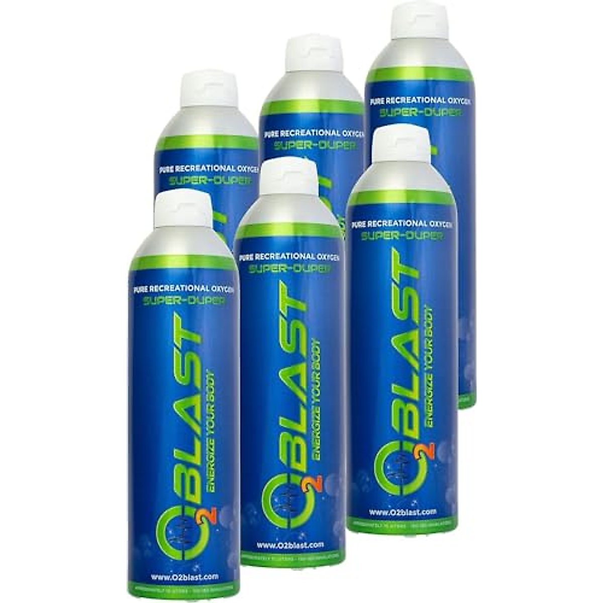 O2 Blast Oxygen Cans, 10 Liter 6 Pack Pure Oxygen Canisters with Sanitary Flip Top Cap, Portable Supplemental Oxygen for Breathing & High Altitude, Reduce Recovery Time & Increase Oxygen Levels.
