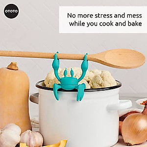 OTOTO Pack of 2 - Aqua the Crab Spoon Rest + Red the Crab Utensil Holder