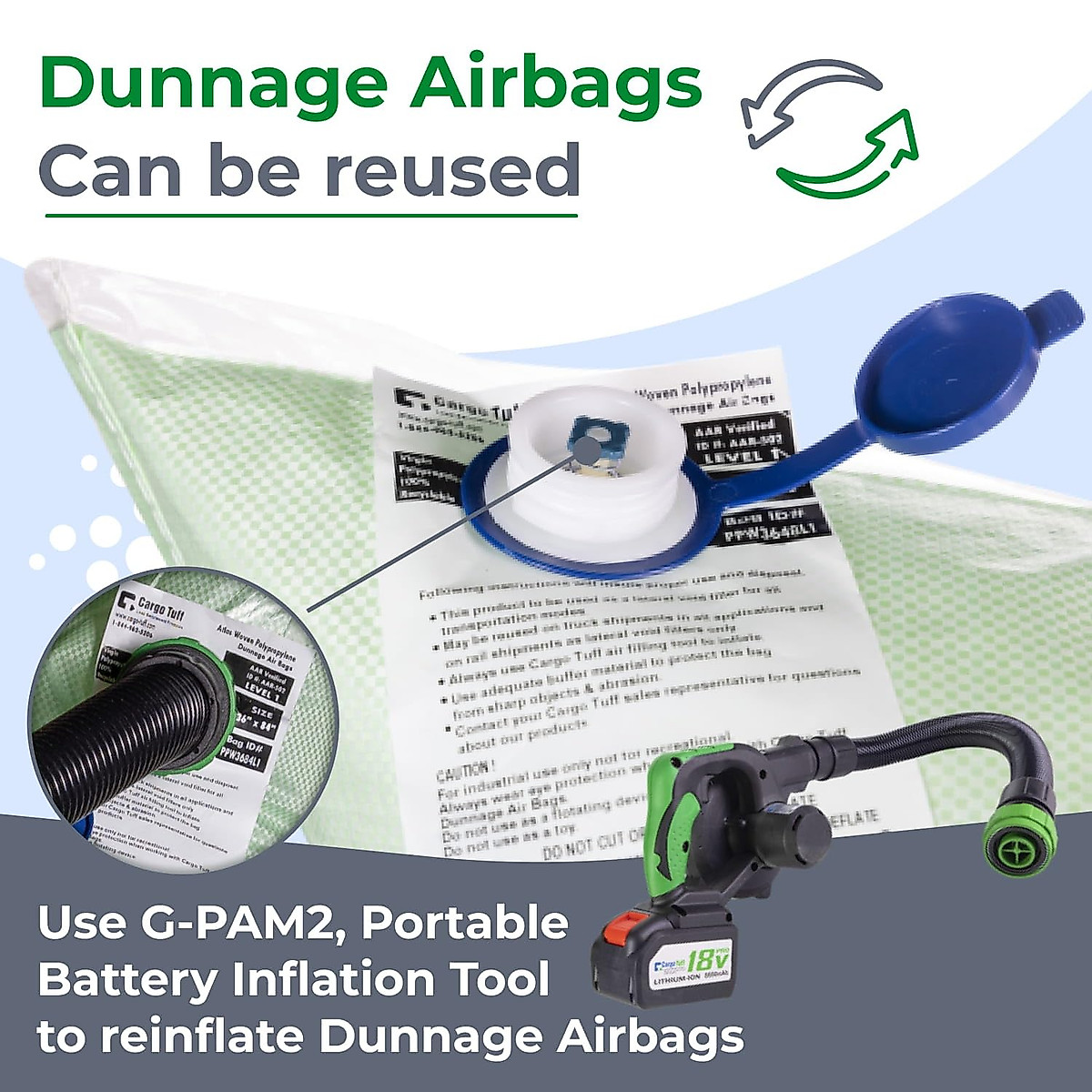 IDL Packaging 48" x 96" Dunnage Airbags, Woven Polypropylene, Level 1 - Fill The Void in Trucks and Intermodal Shipments, Reusable - Load Securement Airbags for Container Stuffing