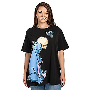 Disney Plus Size Womens T-Shirt Eeyore Butterfly Side Print (Black, 5X)
