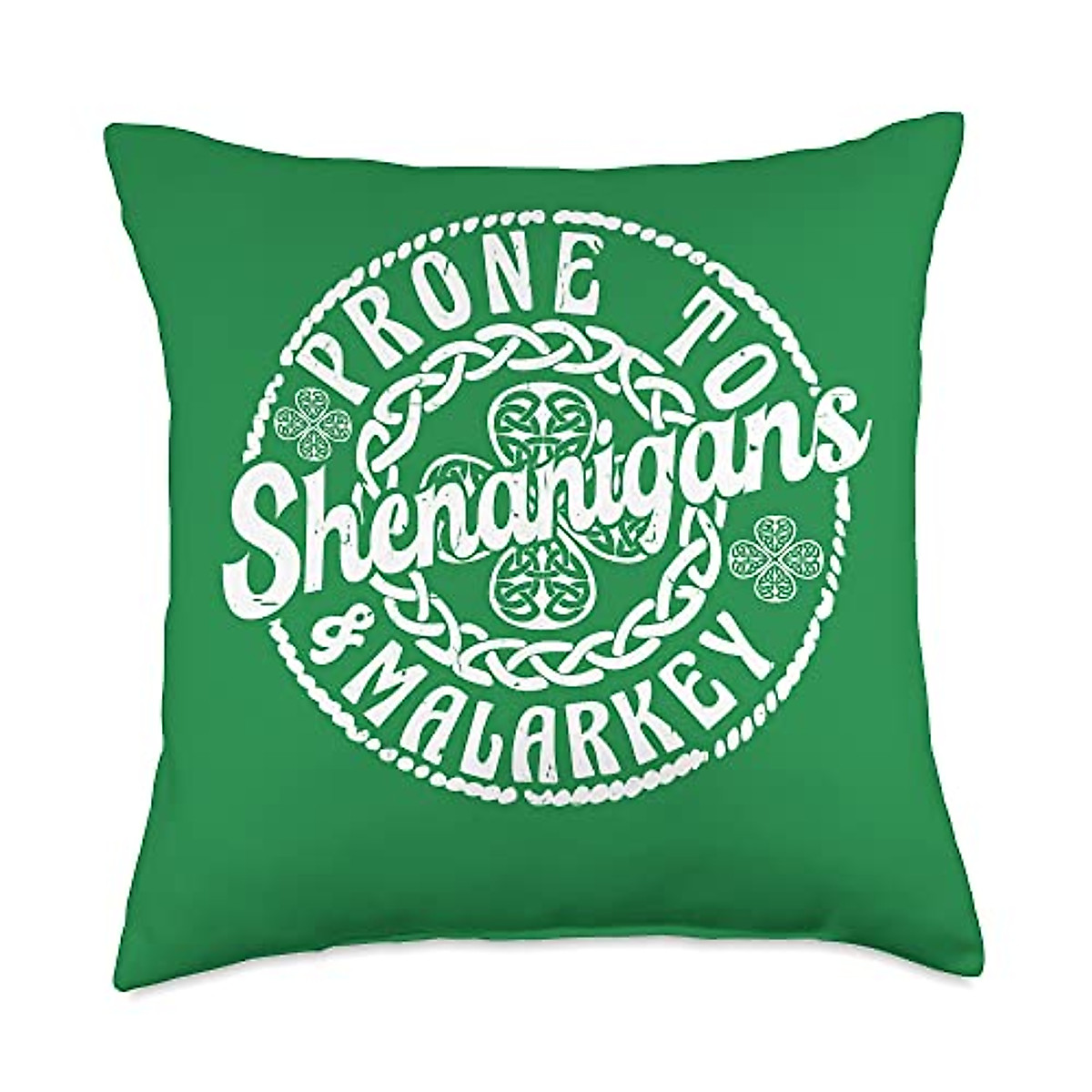 Lucky Family Funny Saint Paddy's Day Apparel Tee Prone to Shenanigans and Malarkey Funny St Patricks Day Boys Throw Pillow, 18x18, Multicolor