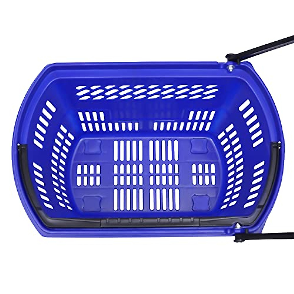 Bacacoo Plastic Shopping Carts, 6 Trolley Rolling Shopping Baskets, 35l Shopping Trolley With Handles, Portable Shopping Basket Set In Supermarkets And Retail Stores (Blue)