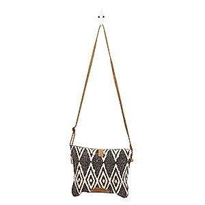 Myra Bag Grumpy Upcycled Canvas & Cowhide Small Crossbody Bag S-1516