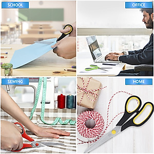 Scissors, WS 8" Multipurpose Scissors Bulk 3-Pack, Razor Sharp Blade Shears, Comfort-Grip Handles,Left/Right Handed, Strong Sharp Scissors Office Home School Sewing Fabric Craft Supplies