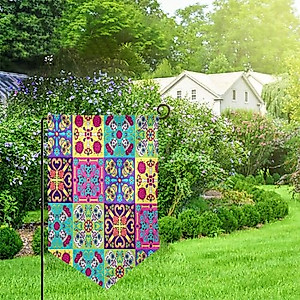 Mexican Talavera Tile Pattern Premium Garden Flags - Garden Decoration Flags/Yard Decoration Flags/Outdoor Garden Flags/Two Shapes Available