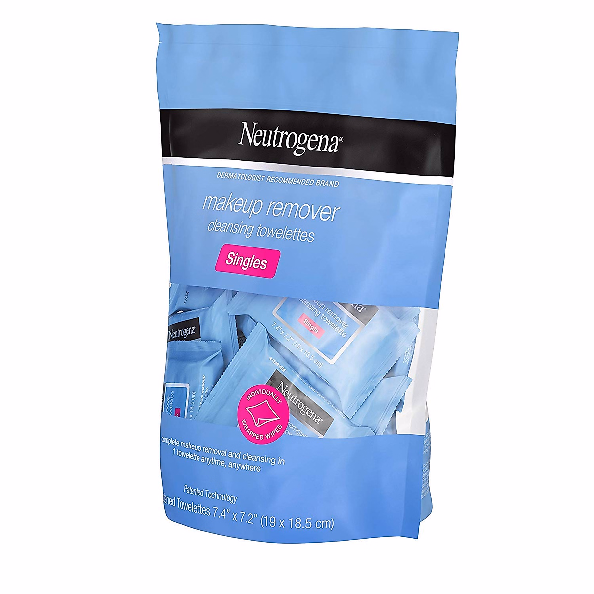 Neutrogena Makeup Remover Cleansing Towelette Singles, Daily Face Wipes to Remove Dirt, Oil, Makeup & Waterproof Mascara, Individually Wrapped, 20 ct (Pack of 2)
