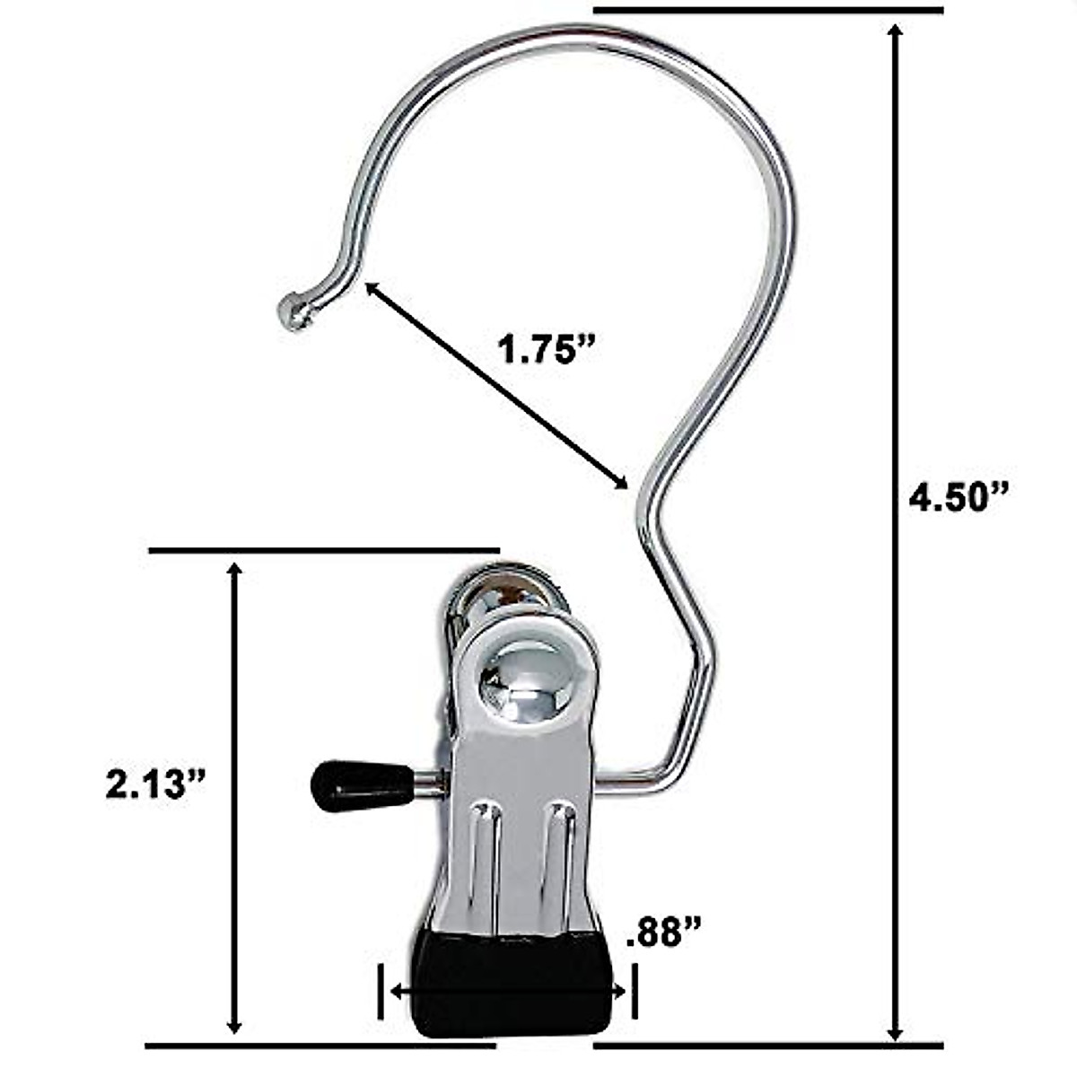 Huji Laundry Hanging Hooks Clothes Boots Chrome Pins Clips Hangers (12PK)