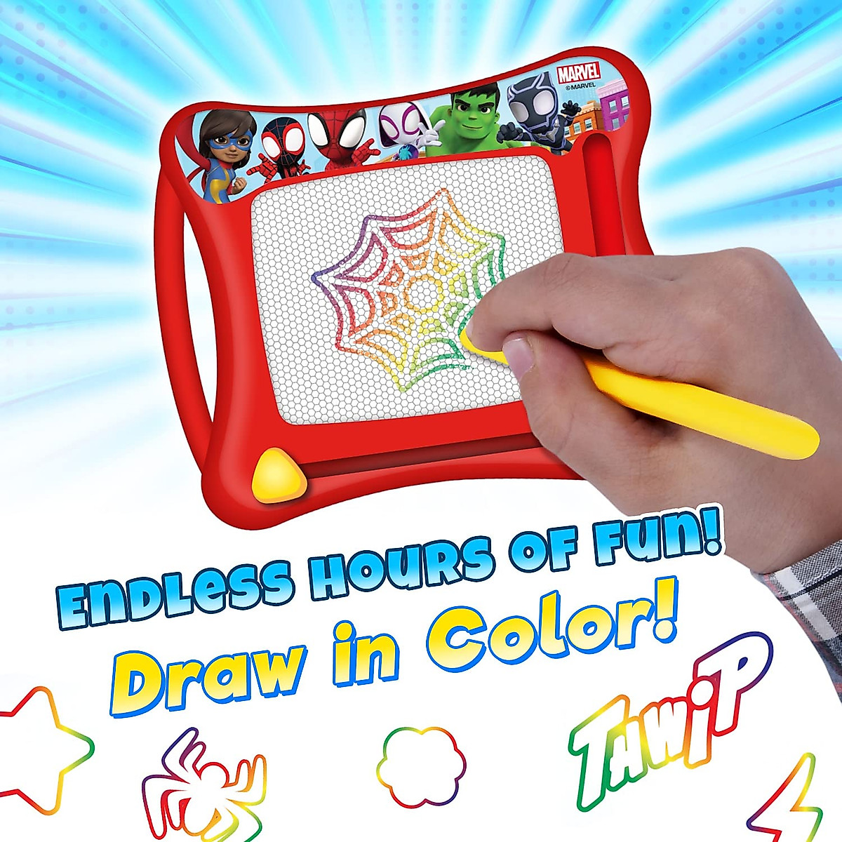 JA-RU Marvel Spiderman Magic Magnetic Drawing Board (1 Toy) Draw, Sketch & Doodle Tablet for Kids, Boys & Girls. Car Trip Game & Activity Travel Toys. Mess-Free Educational Learning Pad. C-6906-1s