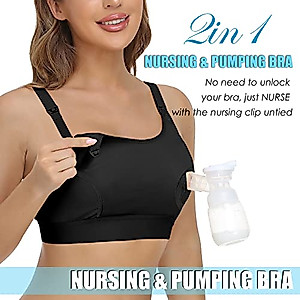 Hands Free Pumping Bra Hands-Free Breast Pump Bra Nursing Bras for Pumping Adjustable Breast-Pumps Holding and Nursing Bra,Black,Medium