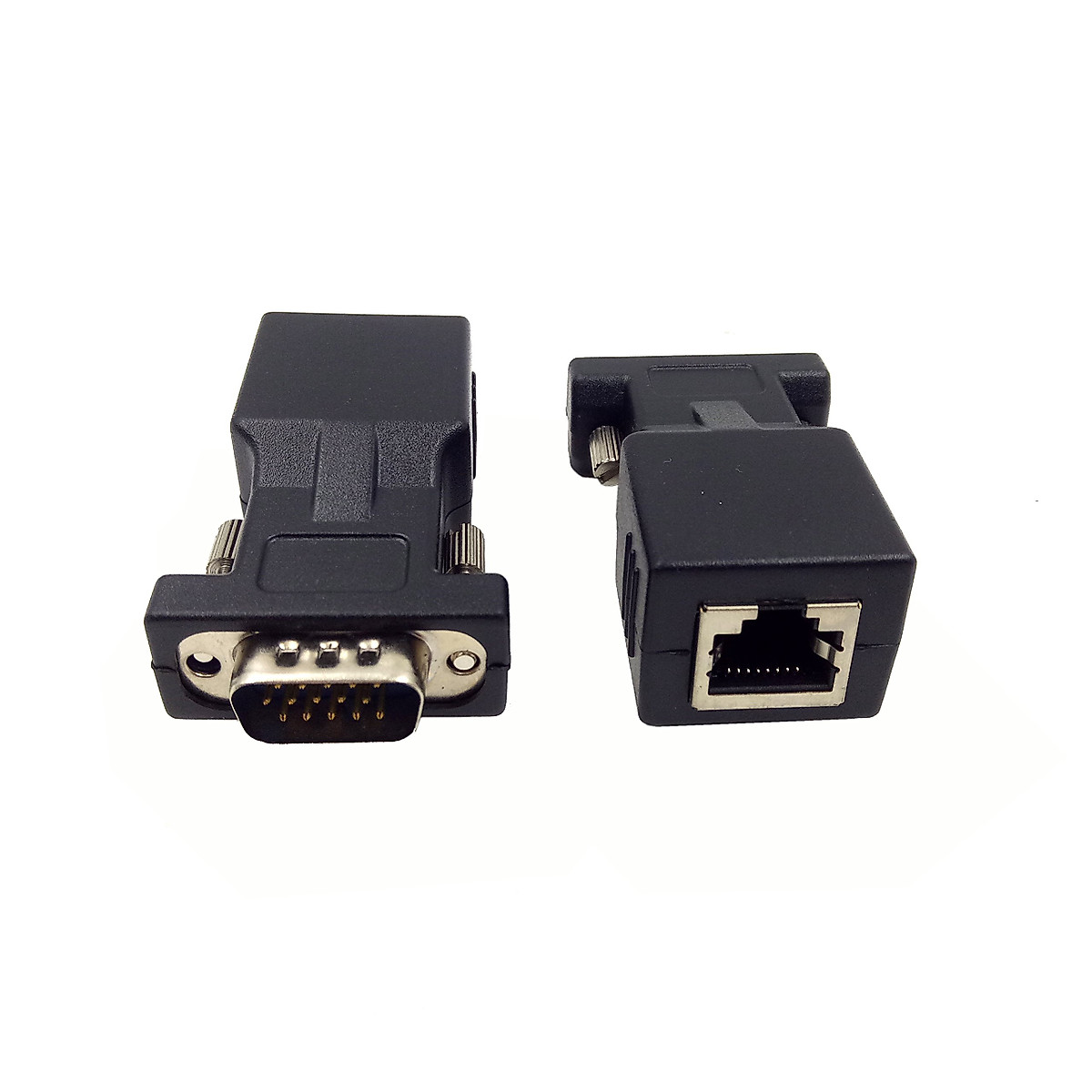 Halokny VGA Extender Over Ethernet Adapter, VGA 15 Pin Male to CAT5 CAT6 RJ45 Female Network Cable Extender Connector Adapter(2-Pack)