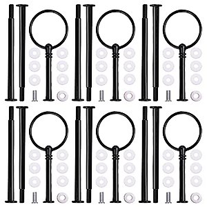 15 Inches 3-Tier Cupcake Black Stand Hardware Fittings, Metal Mold Circular Holder DIY Making for Fruit Plate Cake Stand Snack Tray Replacement Parts Tea Party Wedding Decor (6 Sets - Black Round)