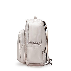 Kipling Women's Seoul 15” Laptop Backpack, Durable, Roomy with Padded Shoulder Straps, Nylon School Bag, Metallic Glow, Large