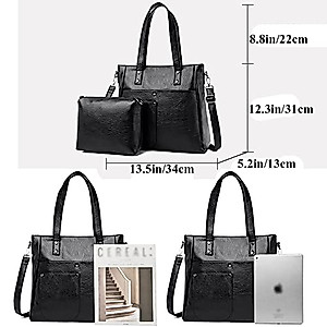 Downupdown Women Handbags and Purse Set Soft Leather Shoulder Bags Medium Satchel Minimalist Ladies Tote Bag Crossbody Bag 2-Pcs-Green