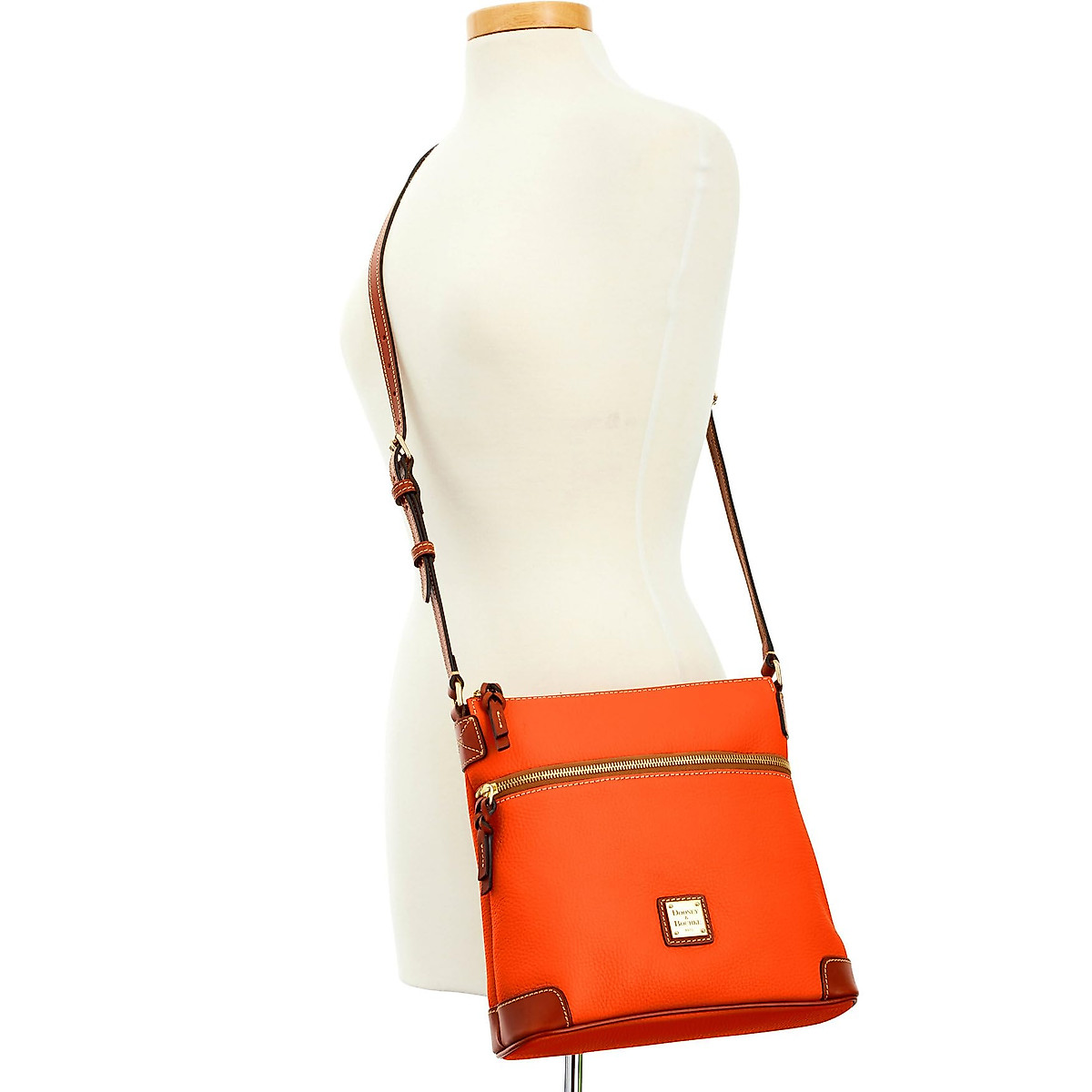 Dooney & Bourke Women's Crossbody in Pebble Grain Leather, Large Handbag with Adjustable Shoulder Strap, Clementine