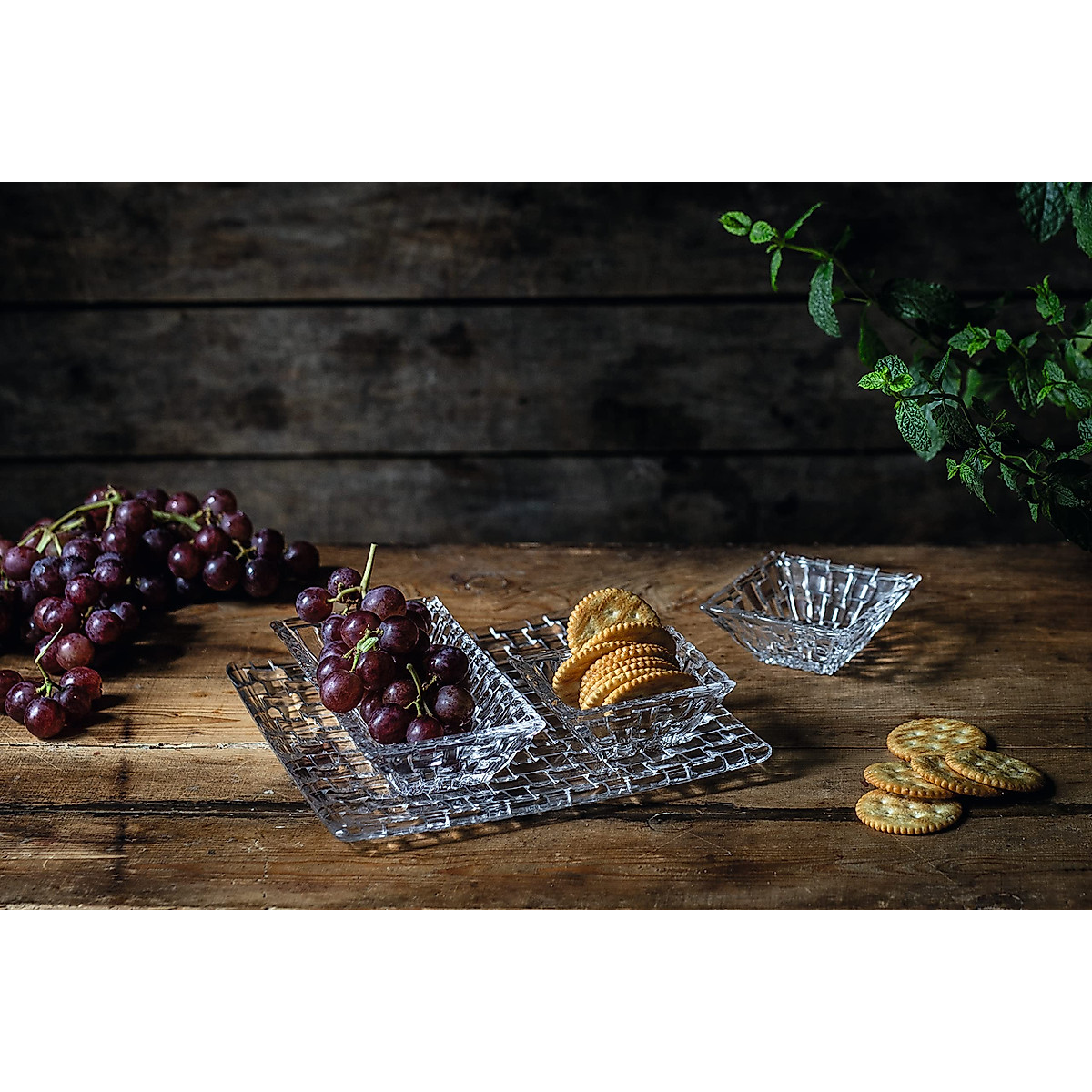 Nachtmann Bossa Nova Collection Dip Bowl Set of 4, Square, 3-Inch, Bowl for Dipping Sauce, Snacks, and Nuts, Chip and Dip Dish, Crystal Clear Glass, Dishwasher Safe