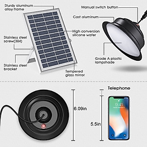 Malitupy Solar Lights Indoor Outdoor Home 1000 Lumen Dual Head Solar Shed Light with Dimmable Remote Control 120LED Cool/Warm White Solar Pendant Light for Patio Porch Barn Farm House