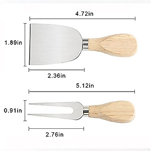 4 Pieces Set Cheese Knives Set with Wood Handle, Stainless Steel Cheese Slicer/Cheese Cutter (Cheese Knife, Shaver, Fork and Spreader) for Charcuterie Board Accessories