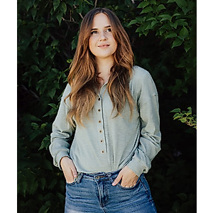 BTFBM Women Casual Button Down Fall Blouses 2025 Long Sleeve Solid Business Work Tops Cute Relaxed Fit Shirts(Solid Light Green, Medium)