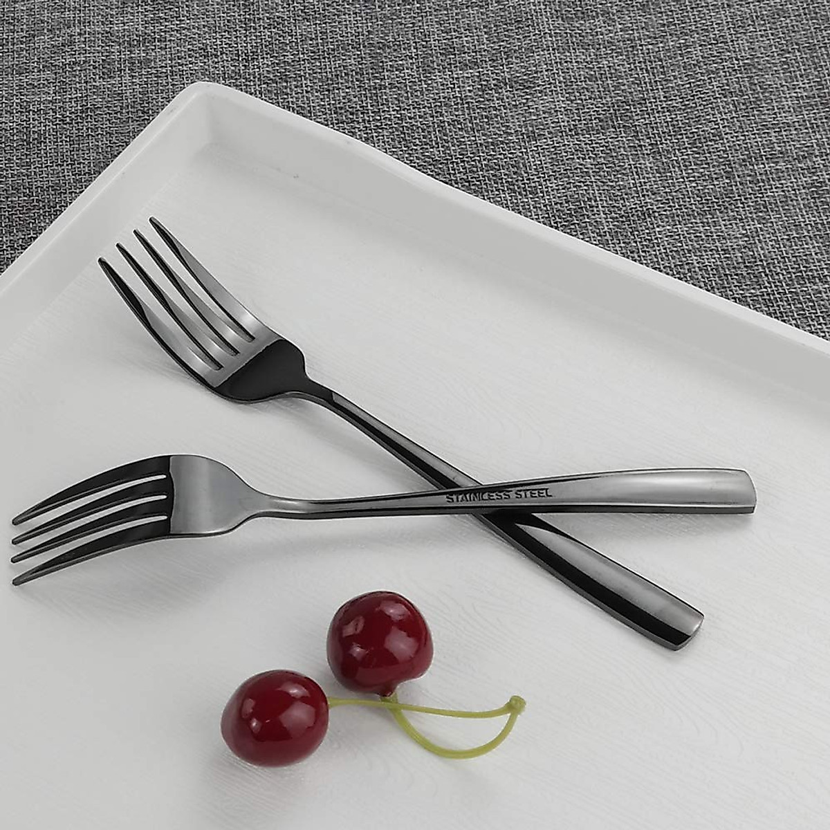 Teyyvn Black Stainless Steel Dessert/Salad Forks, Set of 16