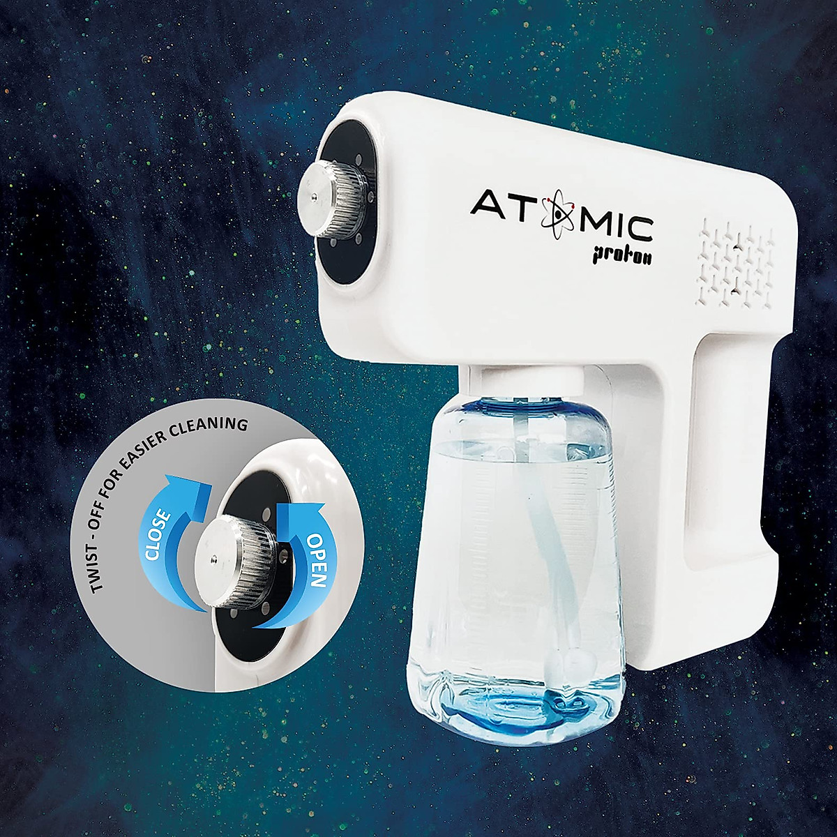 Atomic Proton Sanitizer Disinfectant Spray Machine Fogger Cordless Handheld Rechargeable Battery Gun, Mist Nano Atomizer Indoor Outdoor 4000mAh 450ml.