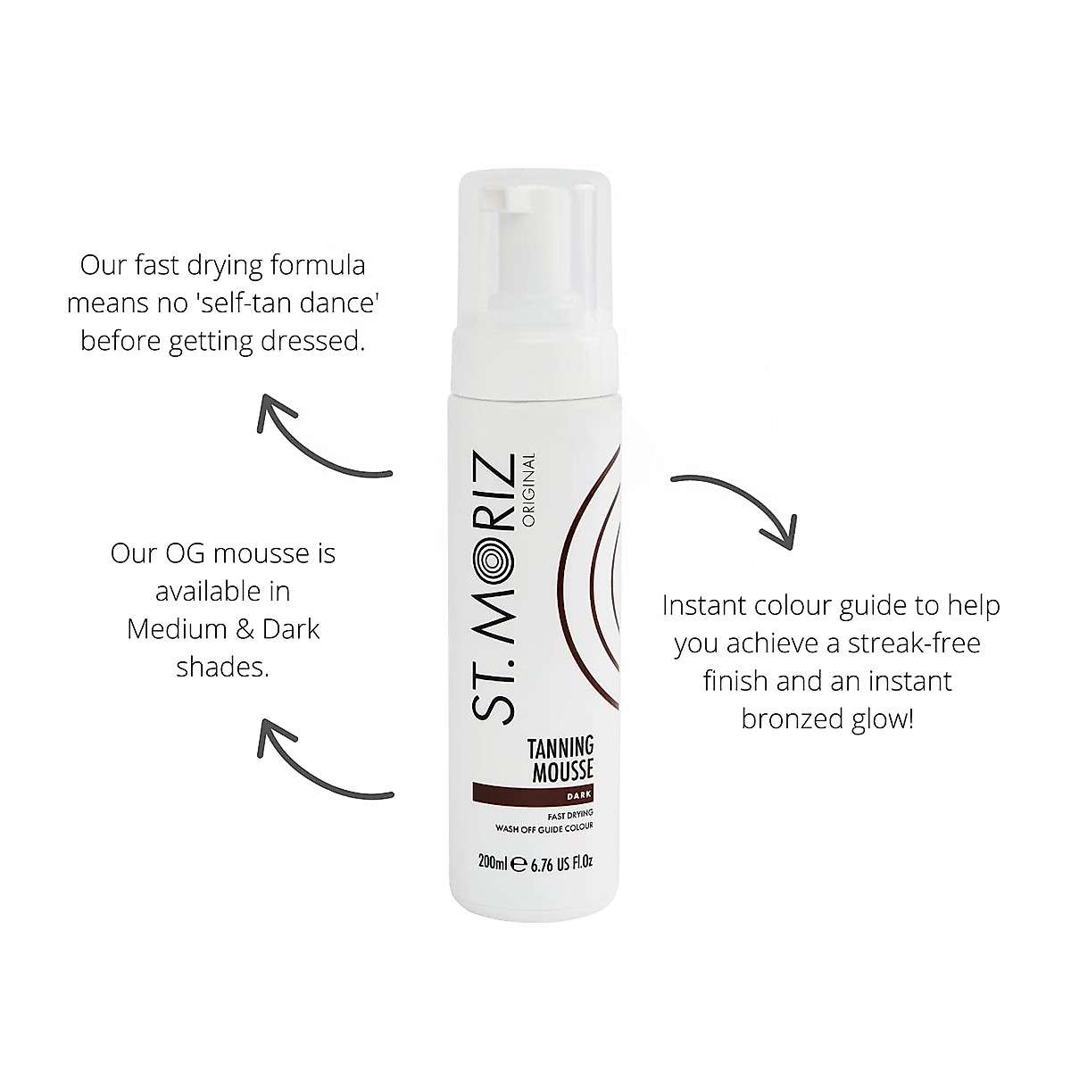 St Moriz Self Tan Range Instant Self Tanning Mousse Dark 6.76oz (200ml)