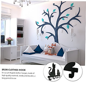 SEWOART 1pc Cat Towel Hook Black Coat Hooks Ceiling Hooks Heavy Duty Black Clothes Hangers Wall Shelf with Hooks Coat Rack Wall Mount with Shelf Cat Shaped Hooks Coat Hat Wall Hanger Key