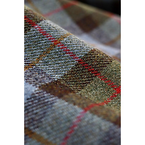 Traditional Harris Tweed MacLeod Tartan Pure Wool Woven Fabric with Authenticity Labels (Blue and Green, 100 x 75cm)