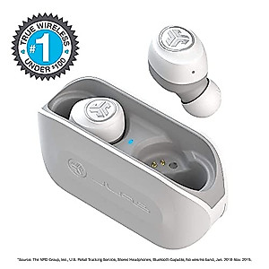 JLab Go Air True Wireless Bluetooth Earbuds with Charging case White + Cloud Foam Mnemonic Earbud Tips