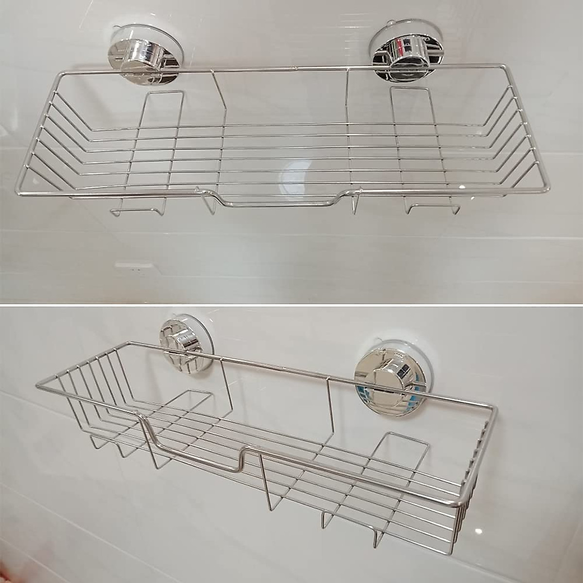 Bathroom Shelf Organizer Bathroom Suction Cup Square Rack Bathroom Wall-Mounted Storage Rack Bathroom Finishing Rack Kitchen Storage Rack Towel Storage Shelves Sundries Holder for Kitchen