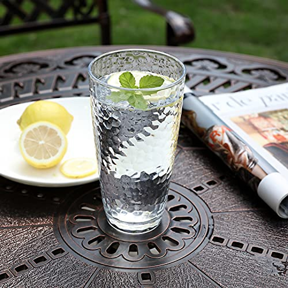 Kurala Unbreakable Plastic Tumbler Cups, Set of 6, Large Water Tumbler Set, 25 oz Highball Drinking Glasses (Clear)