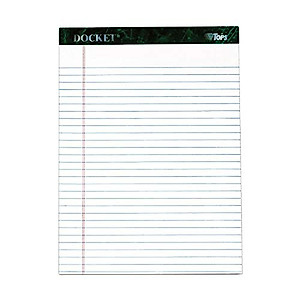 TOPS Docket Writing Pads, 8-1/2" x 11-3/4", Legal Rule, White Paper, 50 Sheets, 12 Pack (63410)
