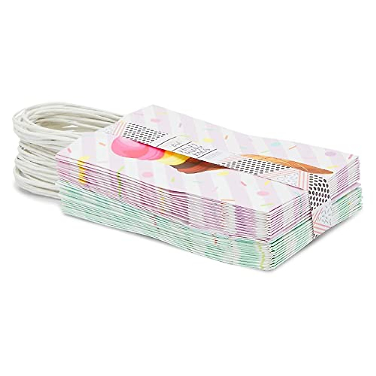 BLUE PANDA Ice Cream Birthday Party Favor Gift Bags with Handles (9 x 5.5 x 3.15 in, 24 Pack)