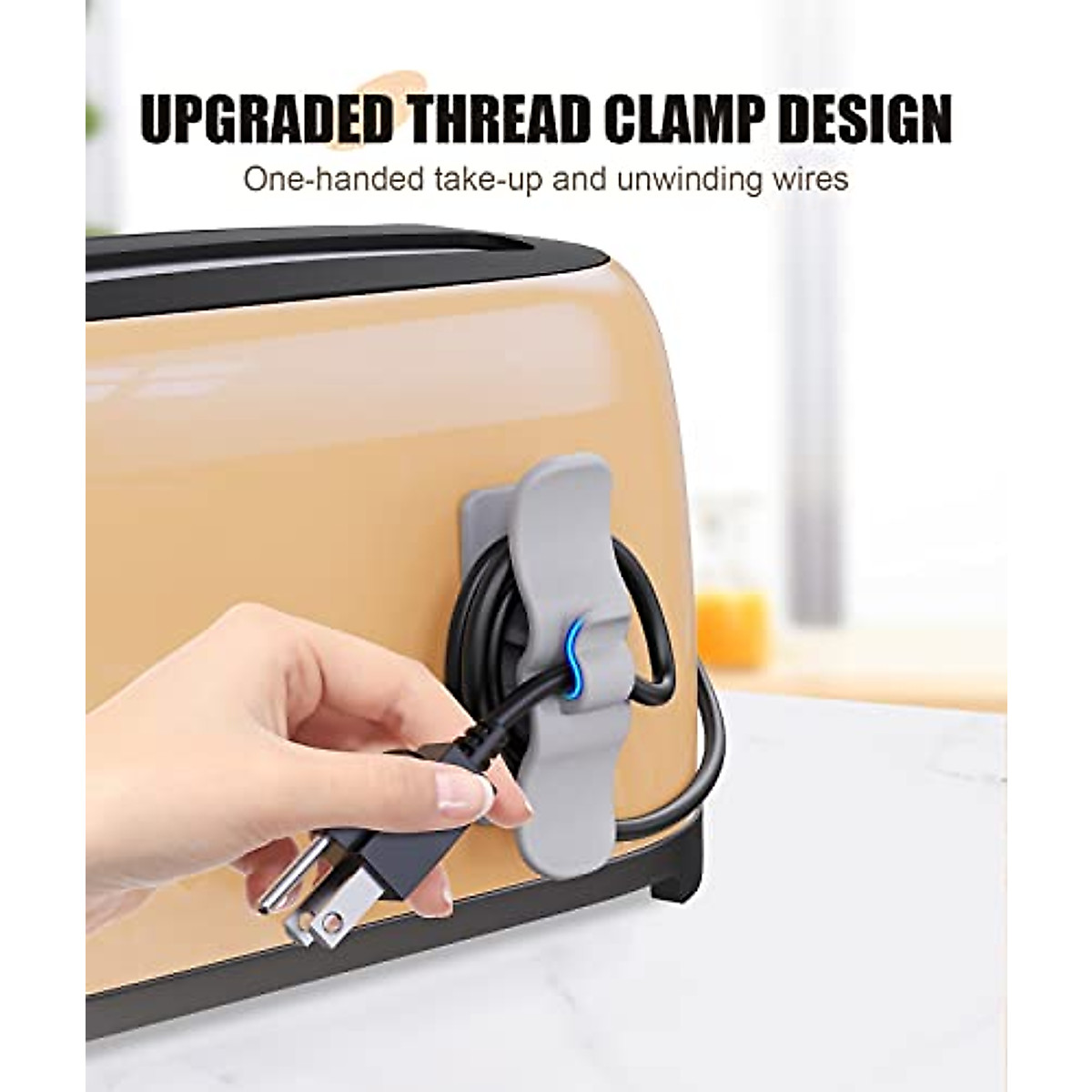 iBytoc Cord Organizer for Kitchen Appliances, 6 Pack [Super Sticky] Cord Wrappers, [Extra Large] Appliance Cord Organizer Stick on Mixer, Blender, Coffee Maker, Air Fryer, Water Heater