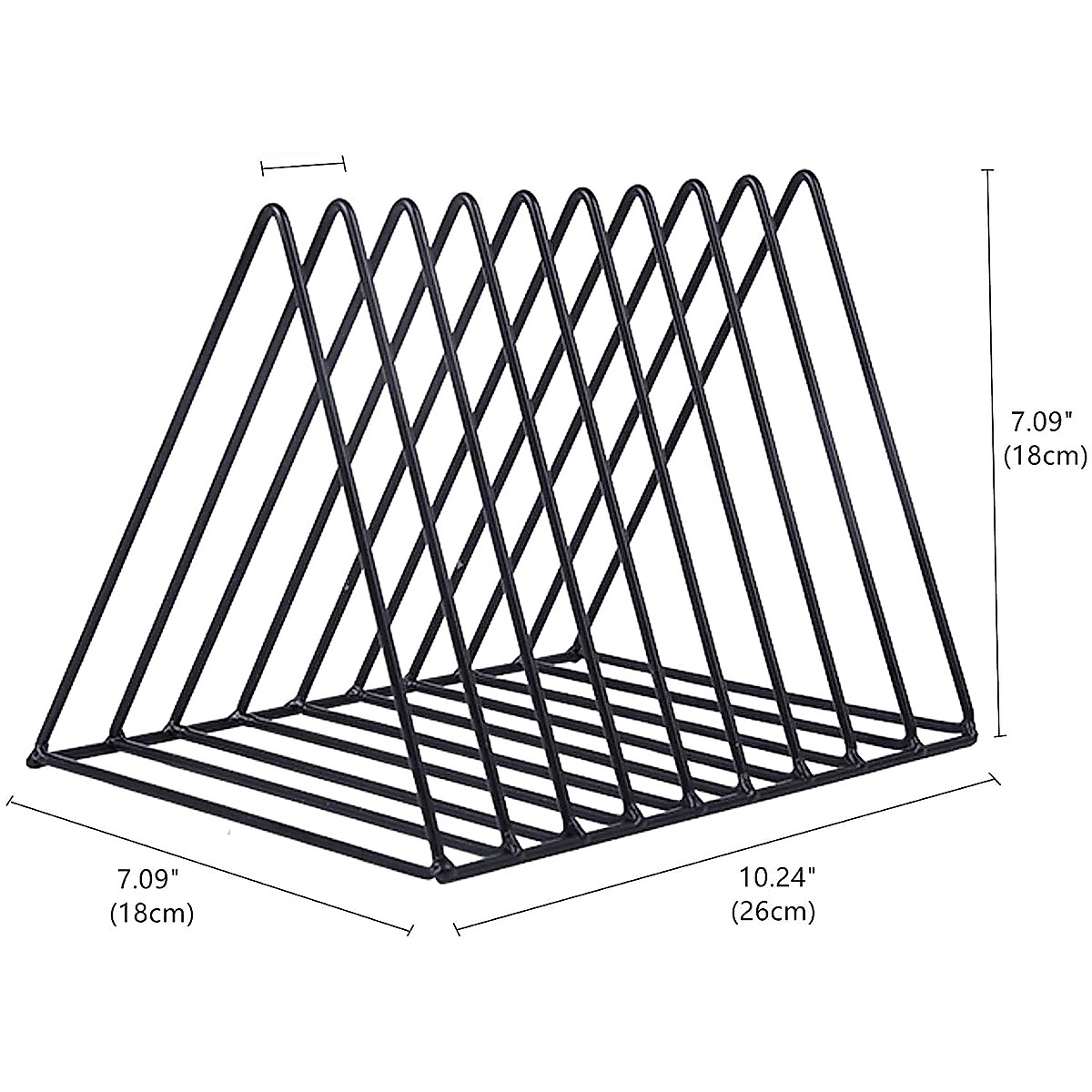 PENNGKE 2 Pcs Magazine Holder,Newspapers Holder,Letters Storage,Desktop File Sorter Organizer Triangle Bookshelf Decor Home Office,Black