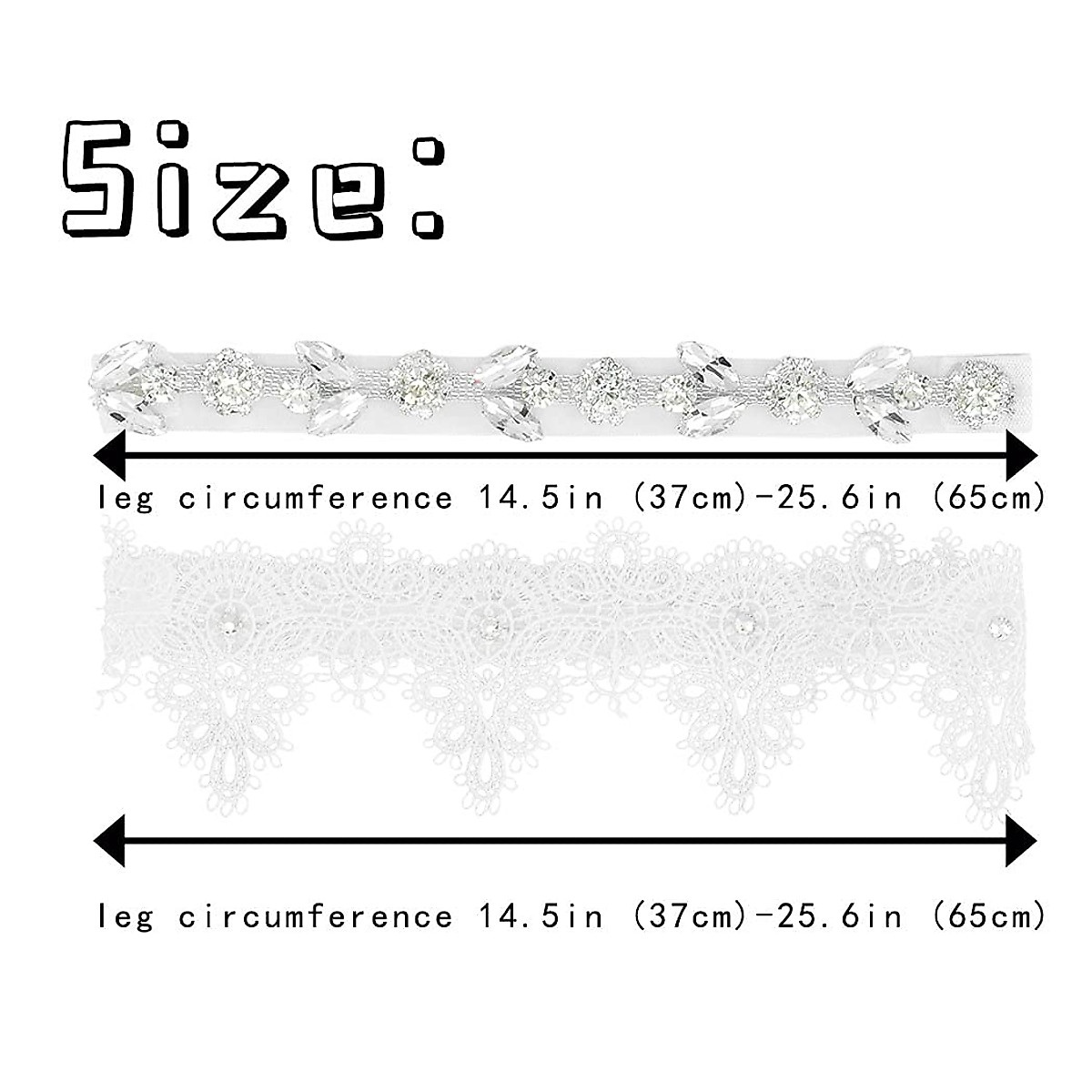 Campsis Wedding Rhinestone Garter Set White Bride Lace Leg Band Crystal Thigh Decor Prom Party for Bridal and Bridesmaid(Silver)