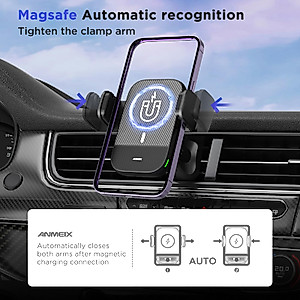 Anmeix for Magsafe Wireless Magnetic Car Charger Mount, Phone Wireless Magnet Car Charger Hands Free for Car Vent Fast Charging Mount Compatible with iPhone 14 13 12 Pro Max Series
