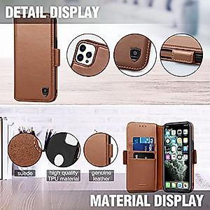 WenBelle Case for iPhone 12 5G/for iPhone 12 Pro 5G (6.1 inch),2-in-1 Magnetic Detachable,TPU Shockproof,Genuine Leather Case Wallet,RFID Blocking Protection,Viewing Stand Flip Cases (Brown 01)