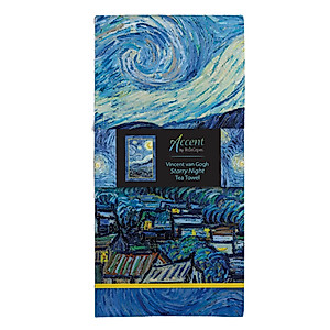 RainCaper Van Gogh Starry Night Tea Towels Kitchen Towels, 18 x 28 Inches, 1 CT | 100% Cotton Super Soft and Absorbent Dish Towels