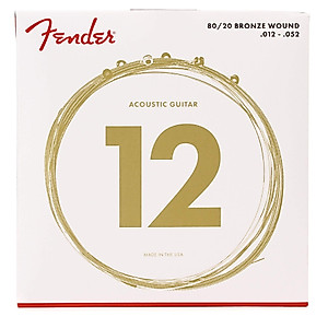 Fender 80/20 Bronze Acousitc Guitar Strings, Ball End, 70L .012-.052