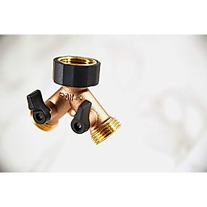 Orbit 58248 Brass Dual-Outlet Garden Hose Faucet Adapter, Brown