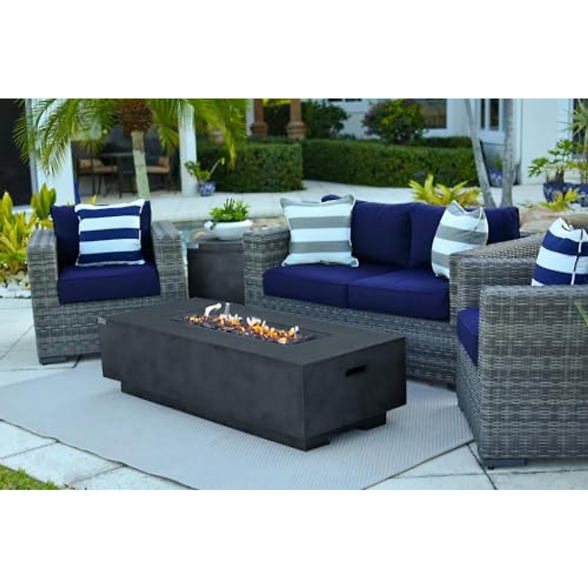 56" Modern Concrete Outdoor Propane Gas Fire Pit Table in Gray