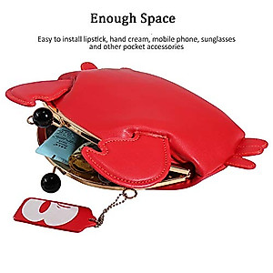 Magicor Cute Crab Crossbody Shoulder Bag Clasp Closure PU Leather Handbag Purse For Women Girl(red)