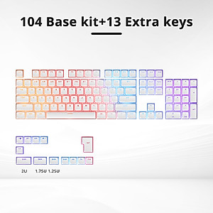 Ussixchare PBT Pudding Keycaps Set 117 Keys, Double Shot Translucent XDA Profile for ISO & ANSI Layout 61/68/84/87/104 Keys Mechanical Keyboard